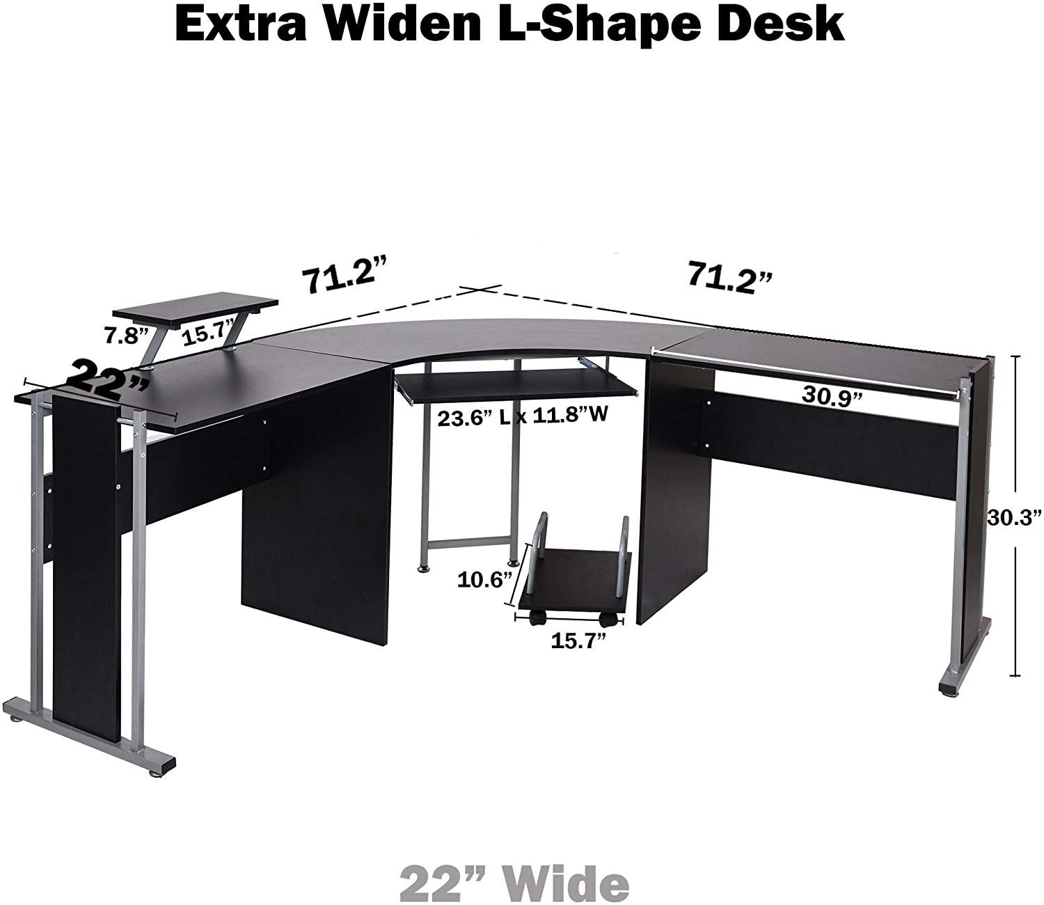 L shaped desk with keyboard tray in corner store